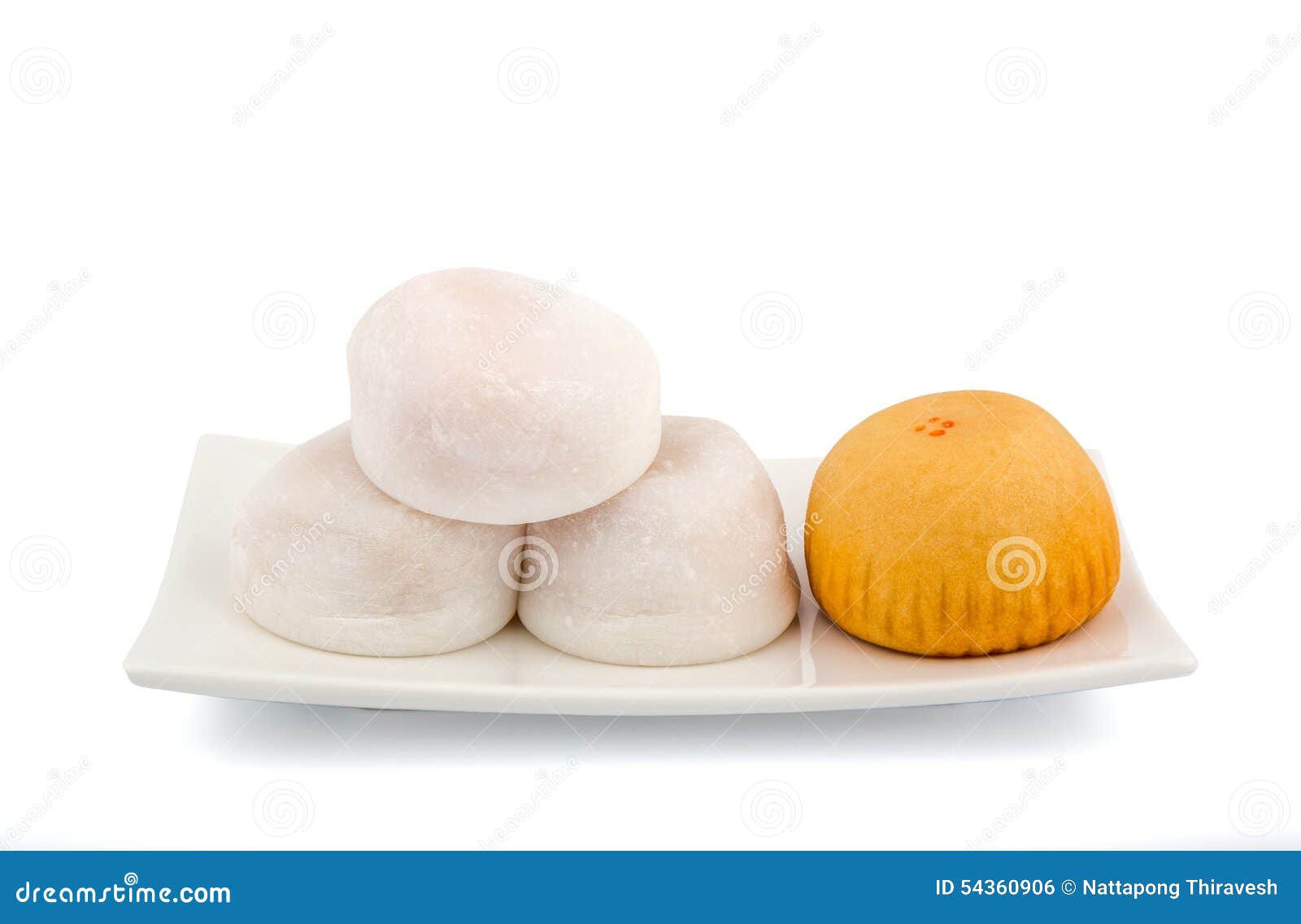 White and Orange Mochi on the White Plate Stock Photo - Image of mochi ...