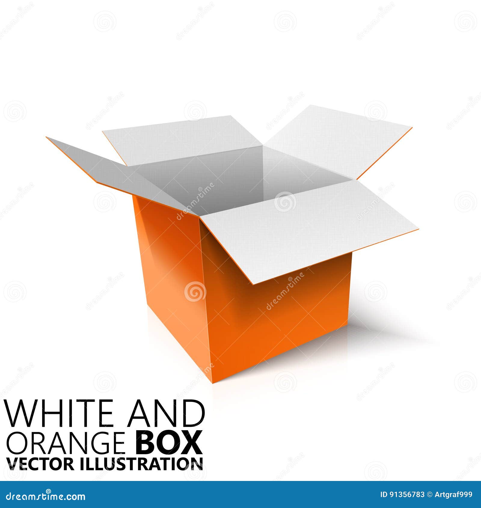White and Orange Open Box 3D/ Illustration Stock Illustration ...