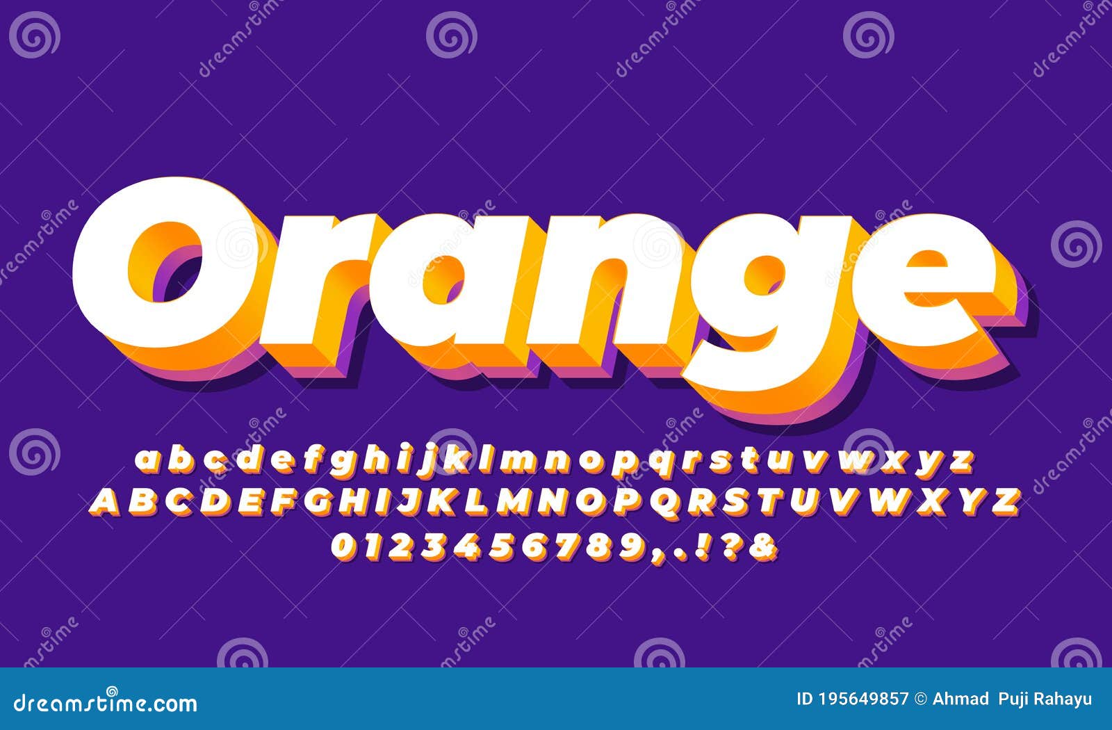White Orange and Purple Modern 3d Alphabet Text Effect or Font Effect ...
