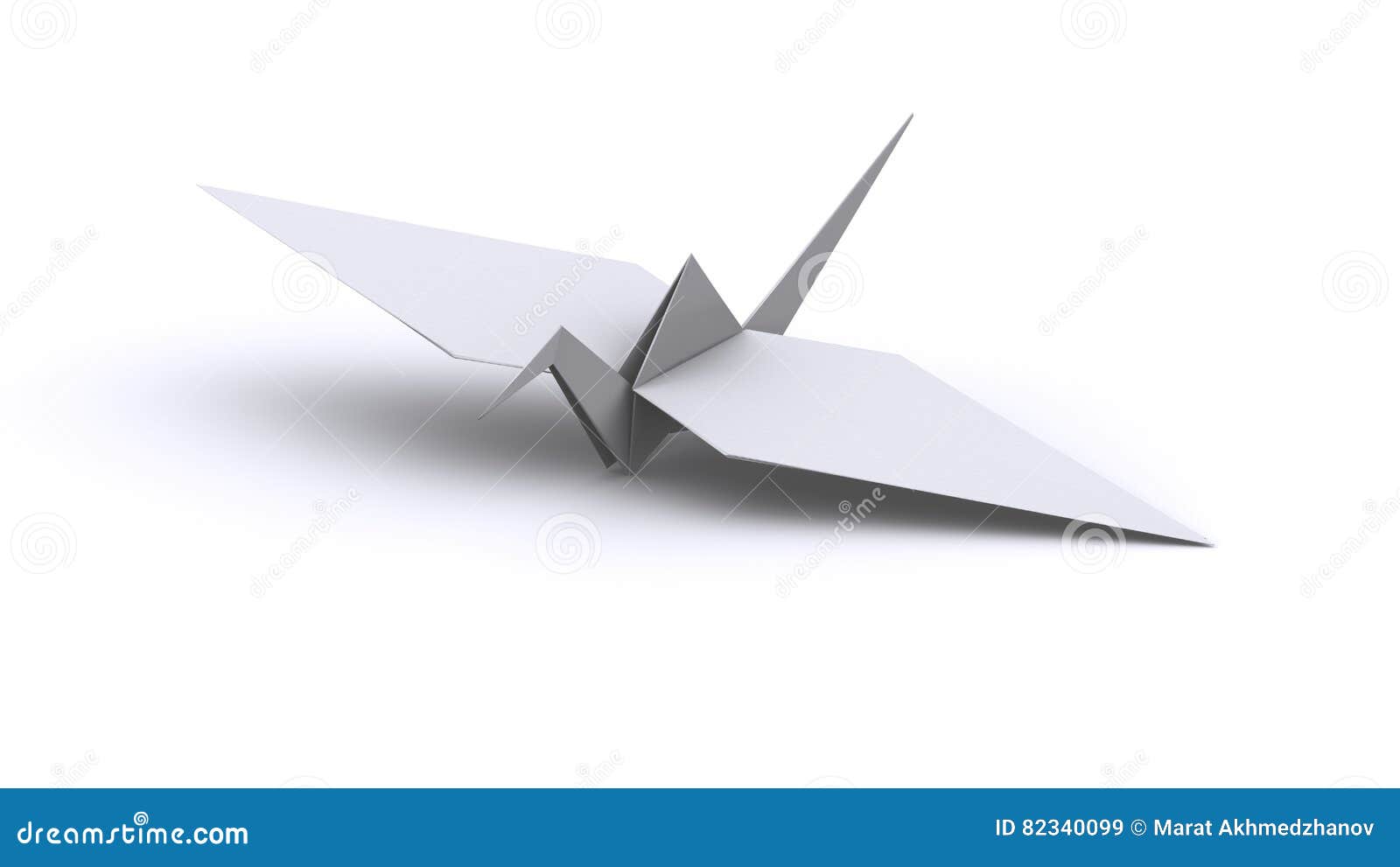 White Origami Crane 3d Illustration Render Stock Illustration ...