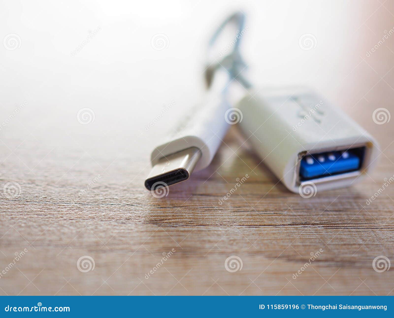 White Otg Cable with Usb Type-c Connection Stock Photo - Image of ...