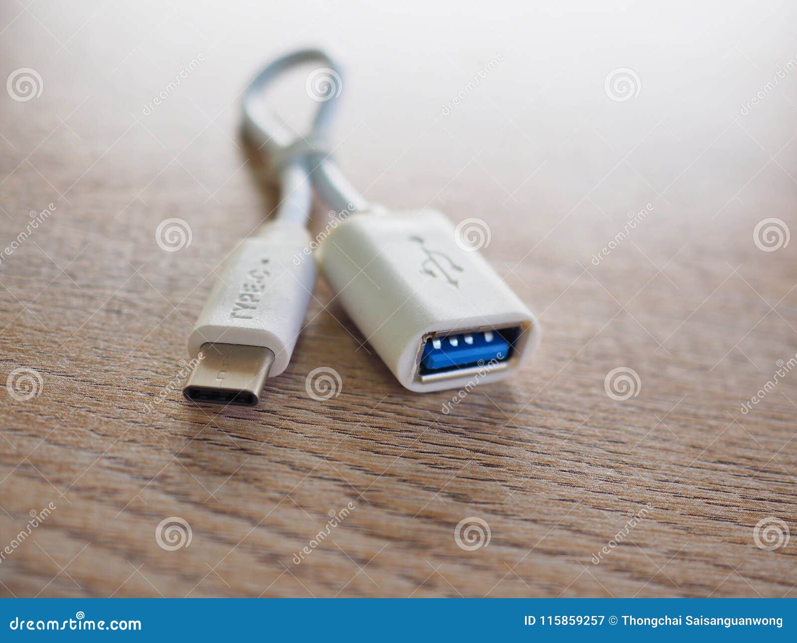 White Otg Cable with Usb Type-c Connection Stock Image - Image of black ...