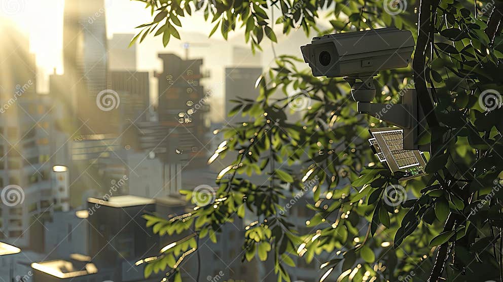 A White Outdoor Camera, Complete with a Solar Panel, To Provide Maximum ...