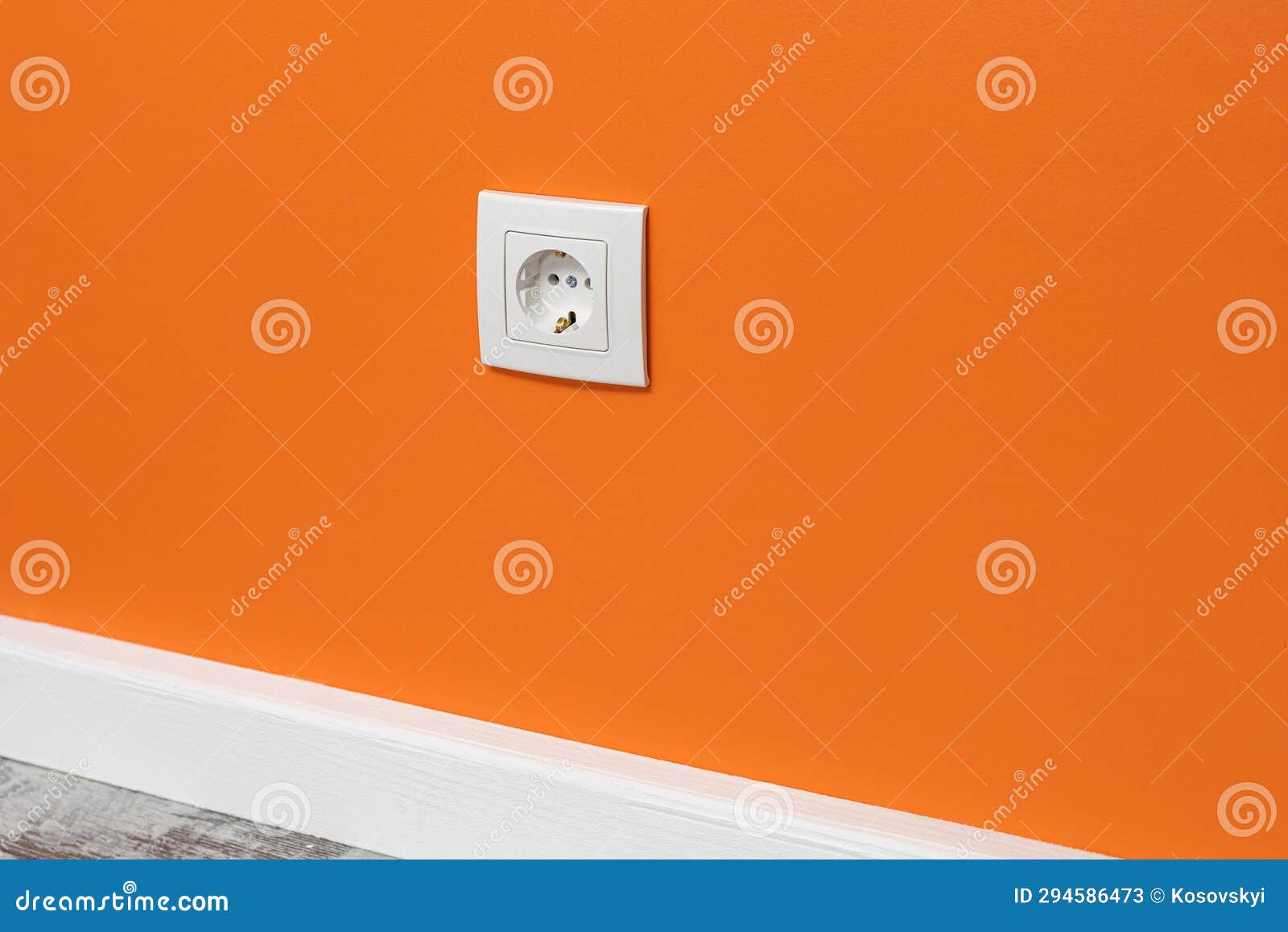 White Outlet on Orange Wall Stock Image - Image of interior, home ...
