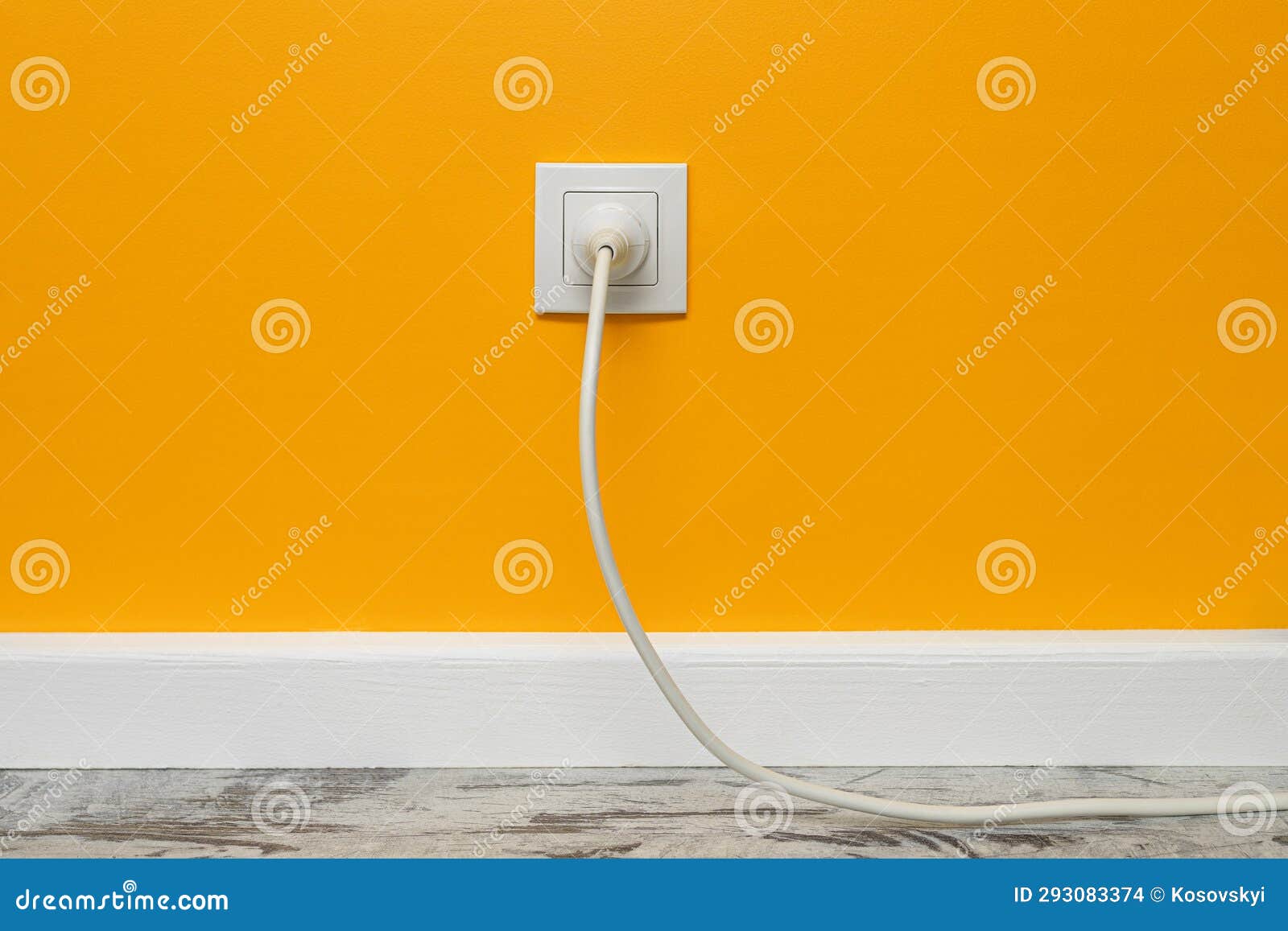 White Outlet on Yellow Wall Stock Photo - Image of connection ...