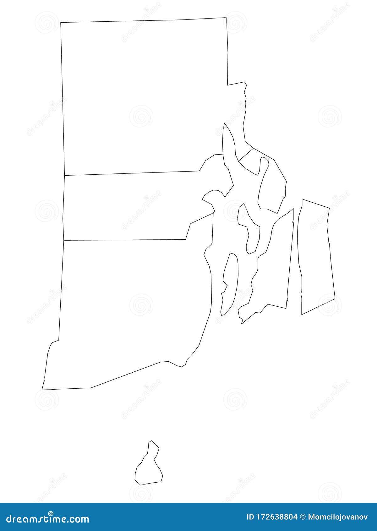 Counties Map of US State of Rhode Island Stock Vector - Illustration of ...