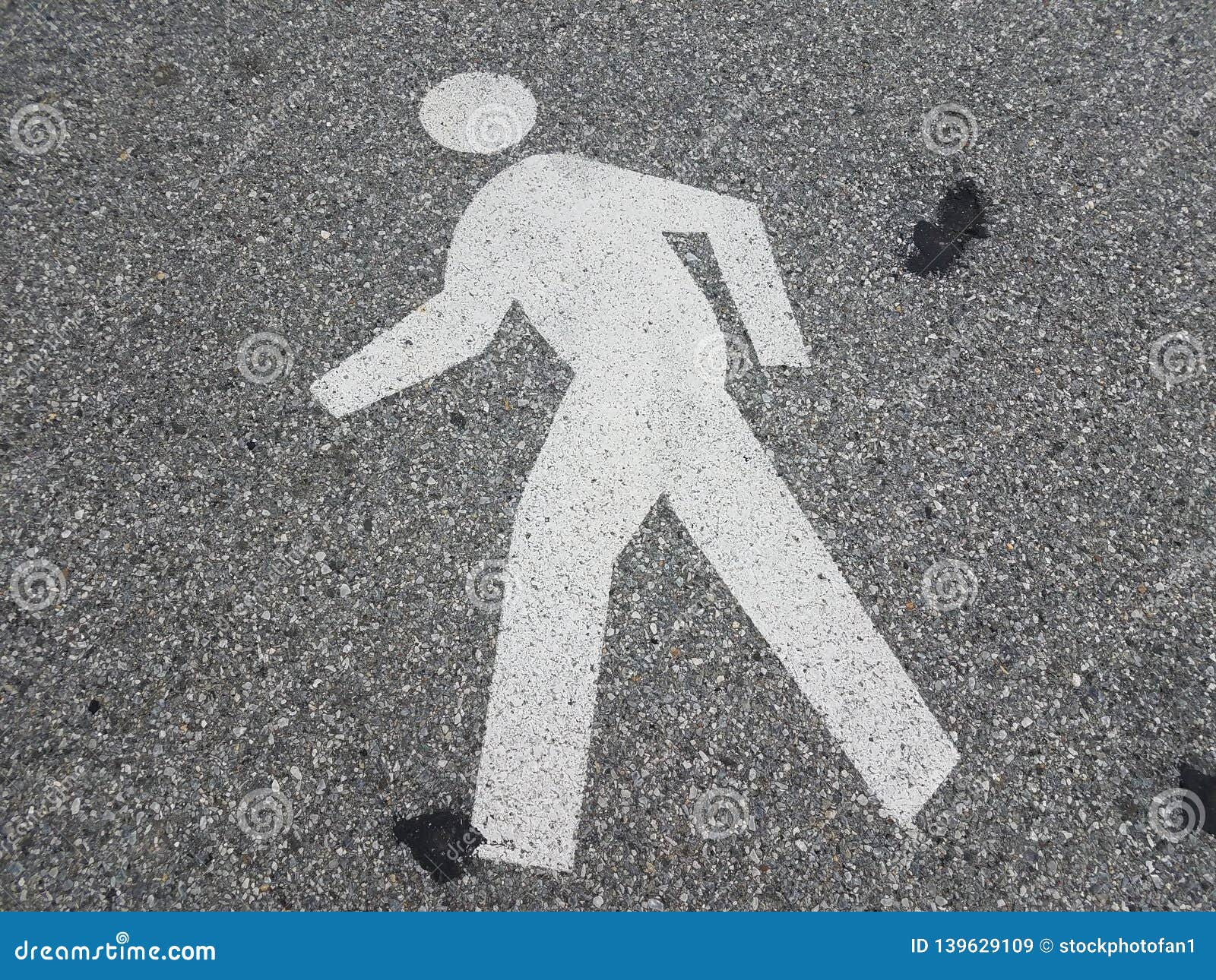 White Outline of Person Walking on Black Asphalt Stock Image - Image of ...