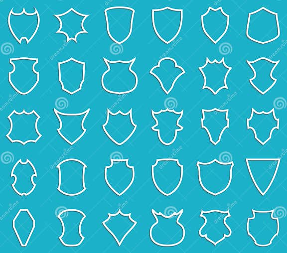 White Outline Shields on Blue Background Stock Vector - Illustration of ...