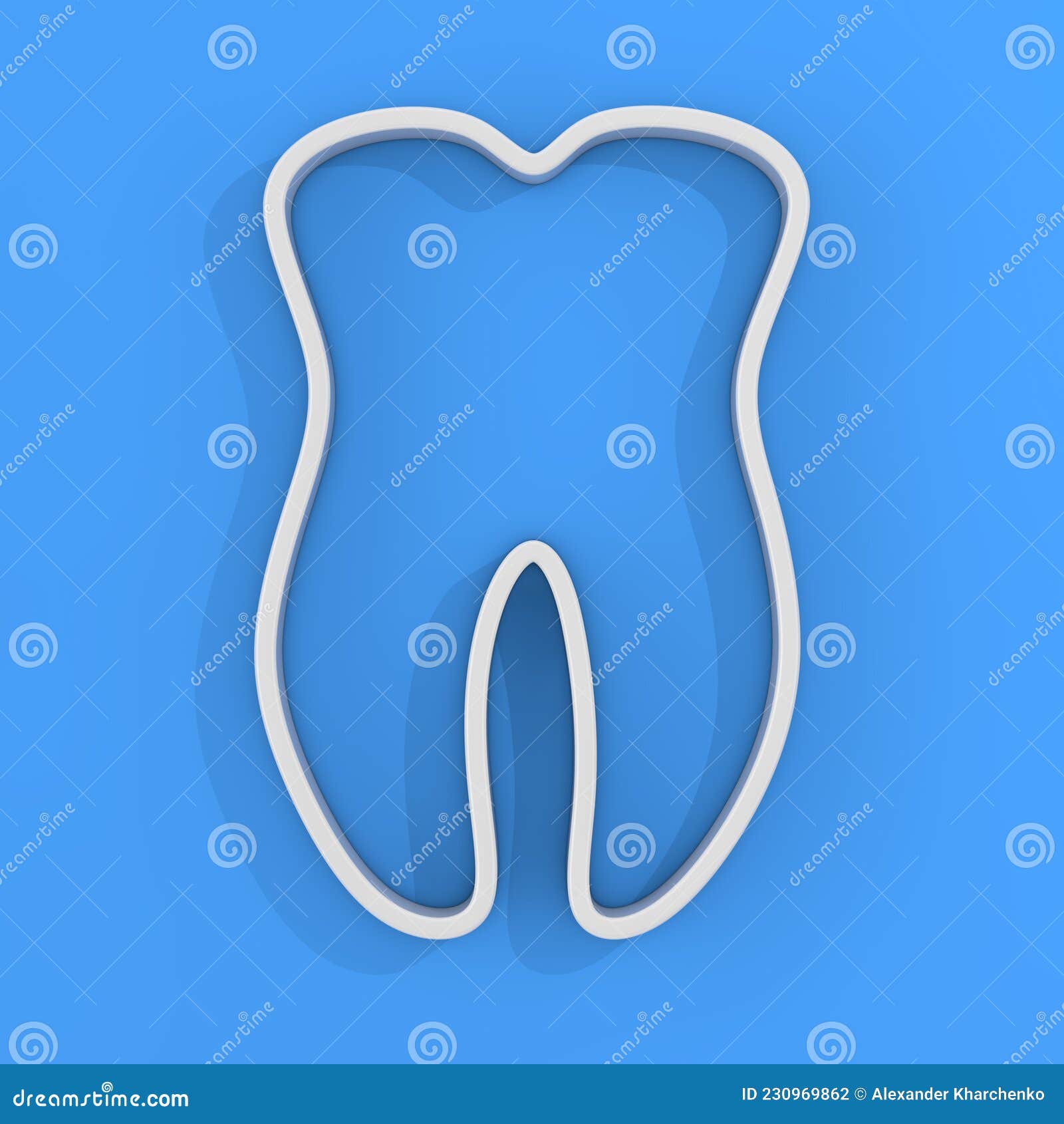 White Outline of Tooth. 3d Rendering Stock Illustration - Illustration ...