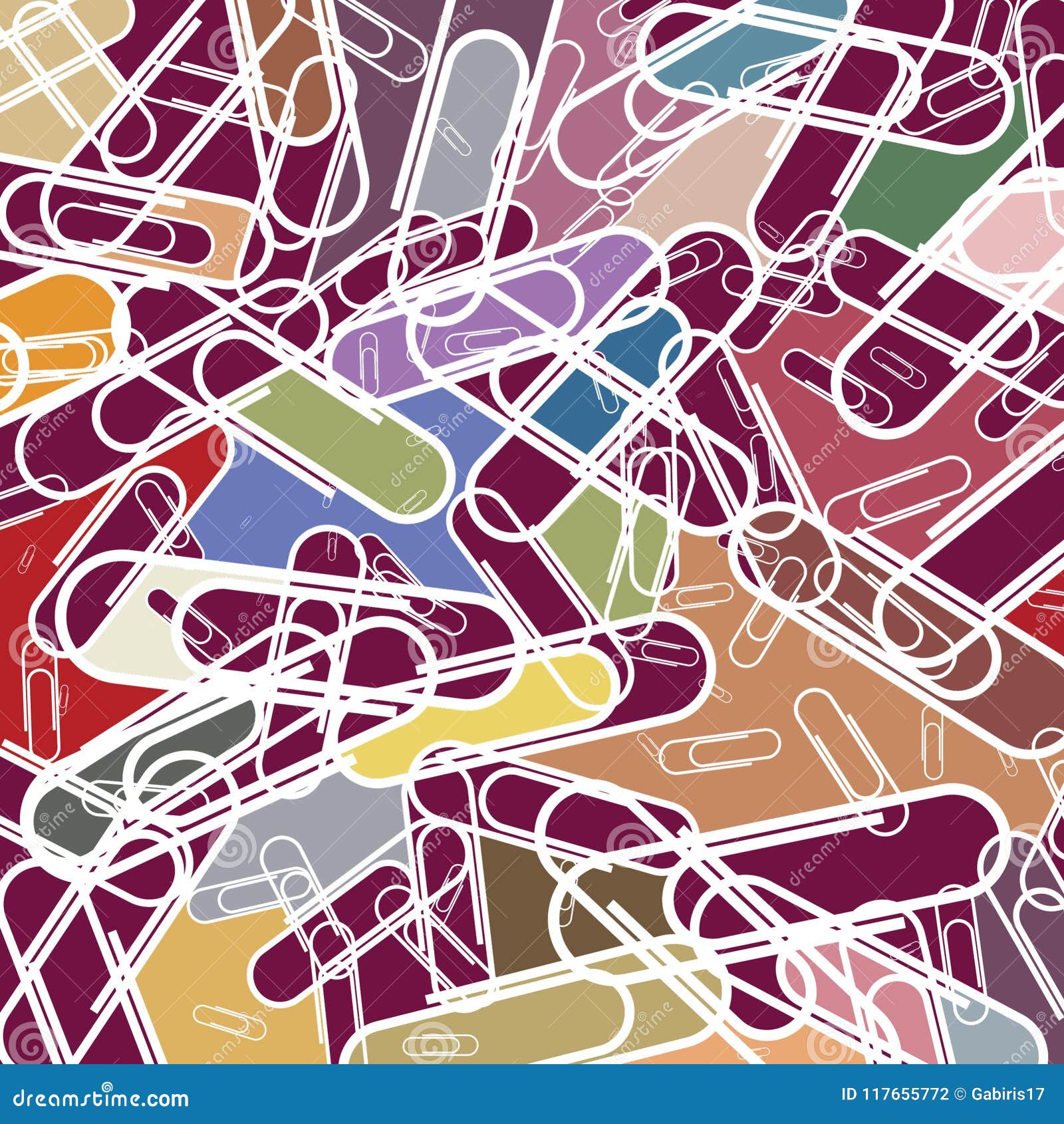 White, Outlined Paperclips Based Design, With Colored Gaps, Overlapping ...