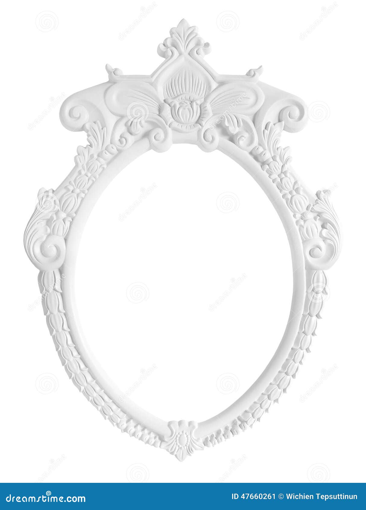 White Oval Photo Frame Isolated on White Background Stock Image - Image ...