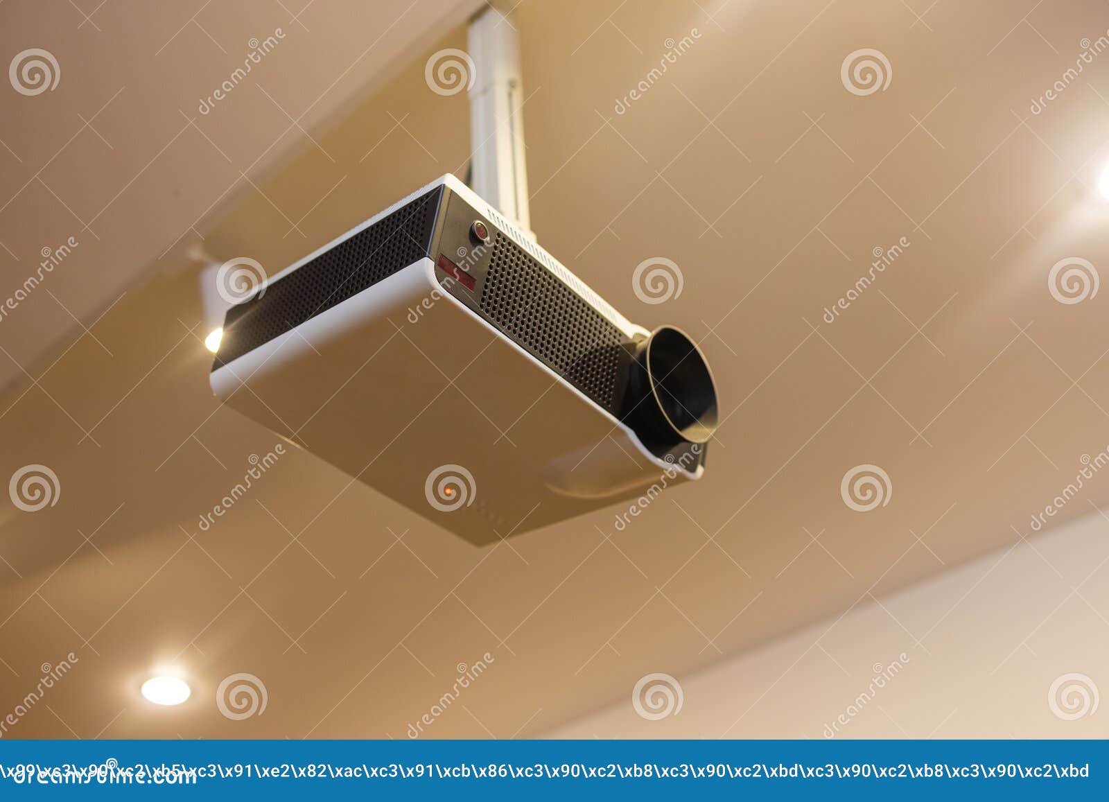 A White Overhead Projector on Ceiling Indoors. Stock Image - Image of ...