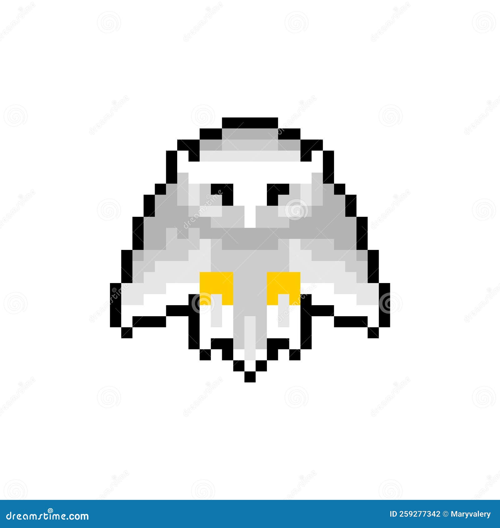 White Owl Pixel Art. 8 Bit Eagle-ow Stock Vector - Illustration of ...