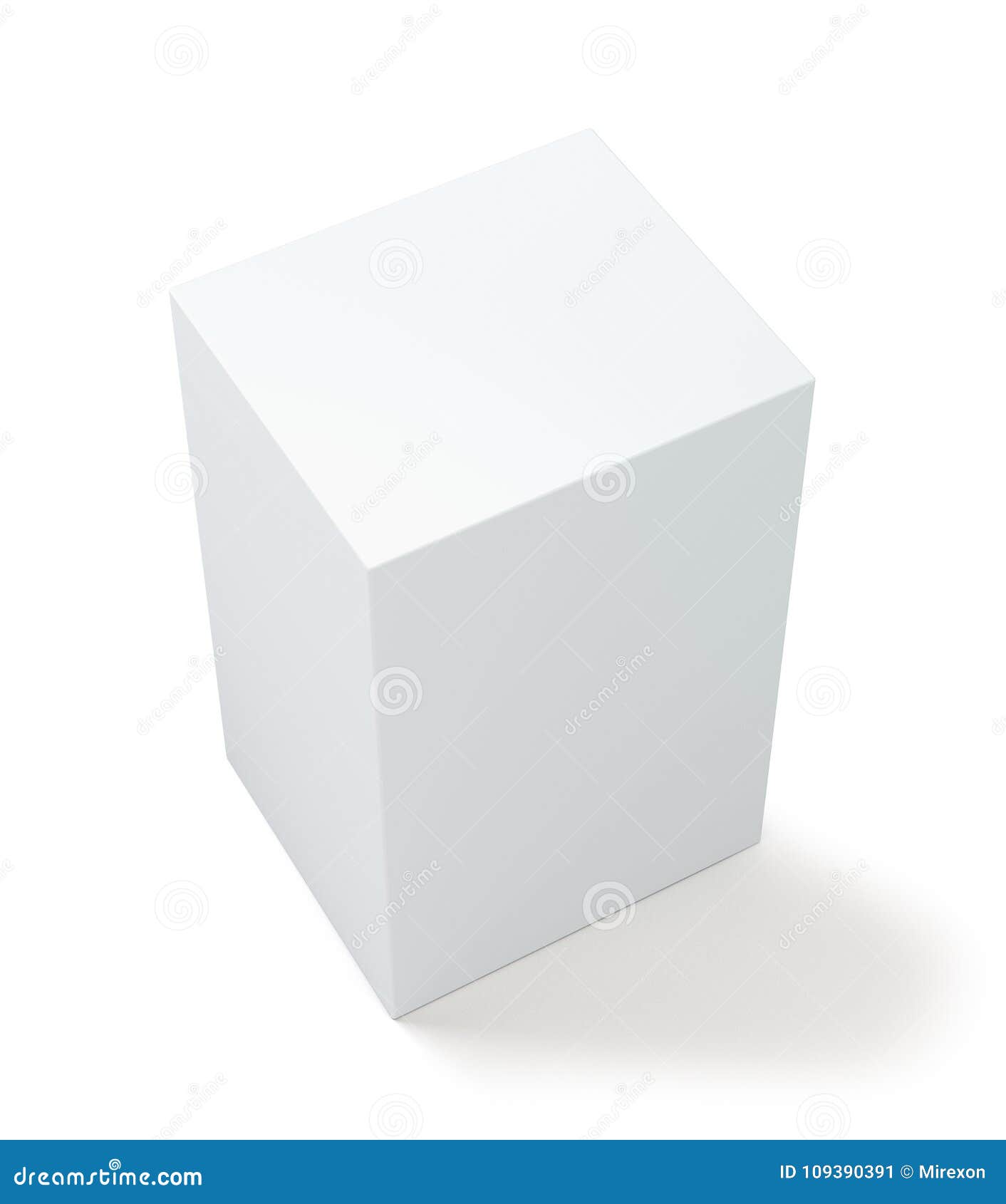 White Package Blank Box from Top Front Side Angle. 3D Illustration ...