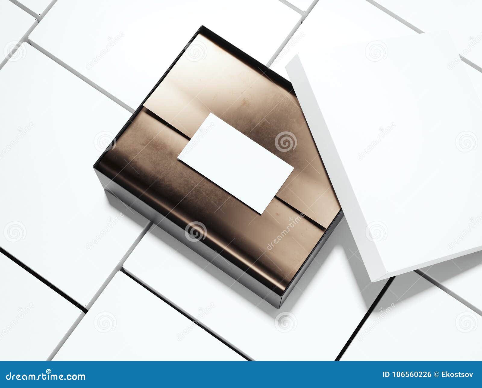 White Package with Wrapping Paper and Card. 3d Rendering Stock ...