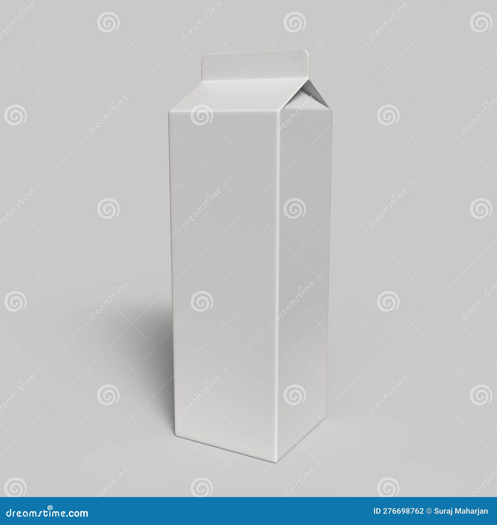 White Packaging Tetra-pack Standing on Light Gray Background, Front ...