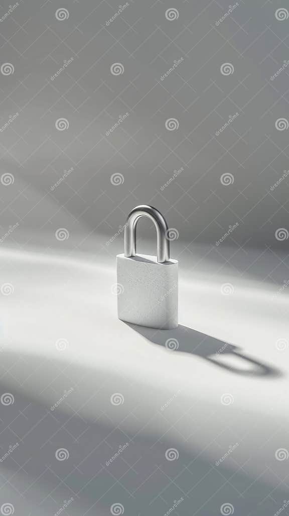 White Padlock with Shadow on Minimalistic Background Stock Image ...