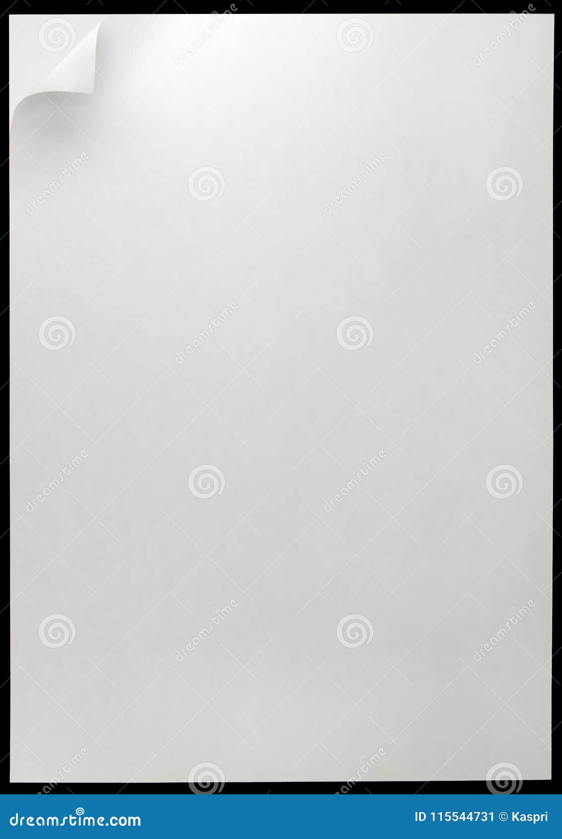 White Page Curl Background, Isolated on Black, Large Detailed Vertical ...