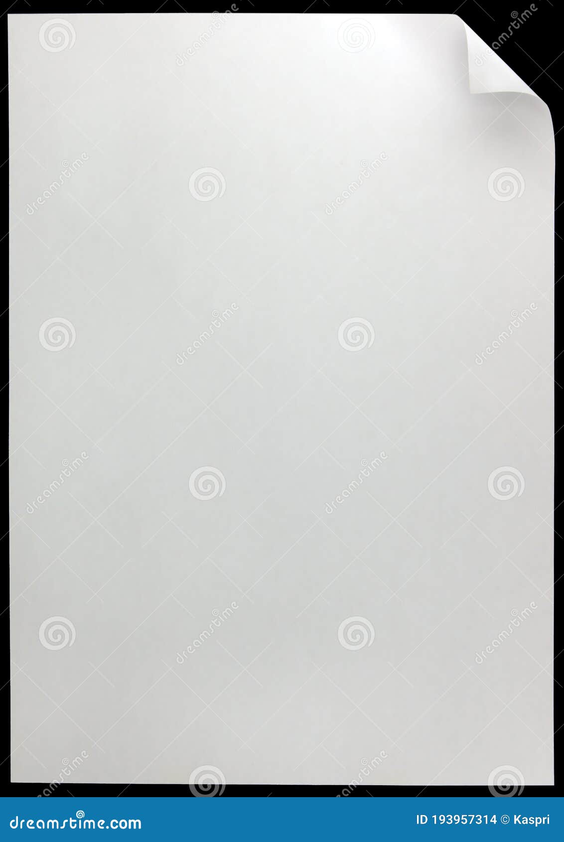 White Page Curl Blank Empty Background, Vertical Copy Space, Isolated ...