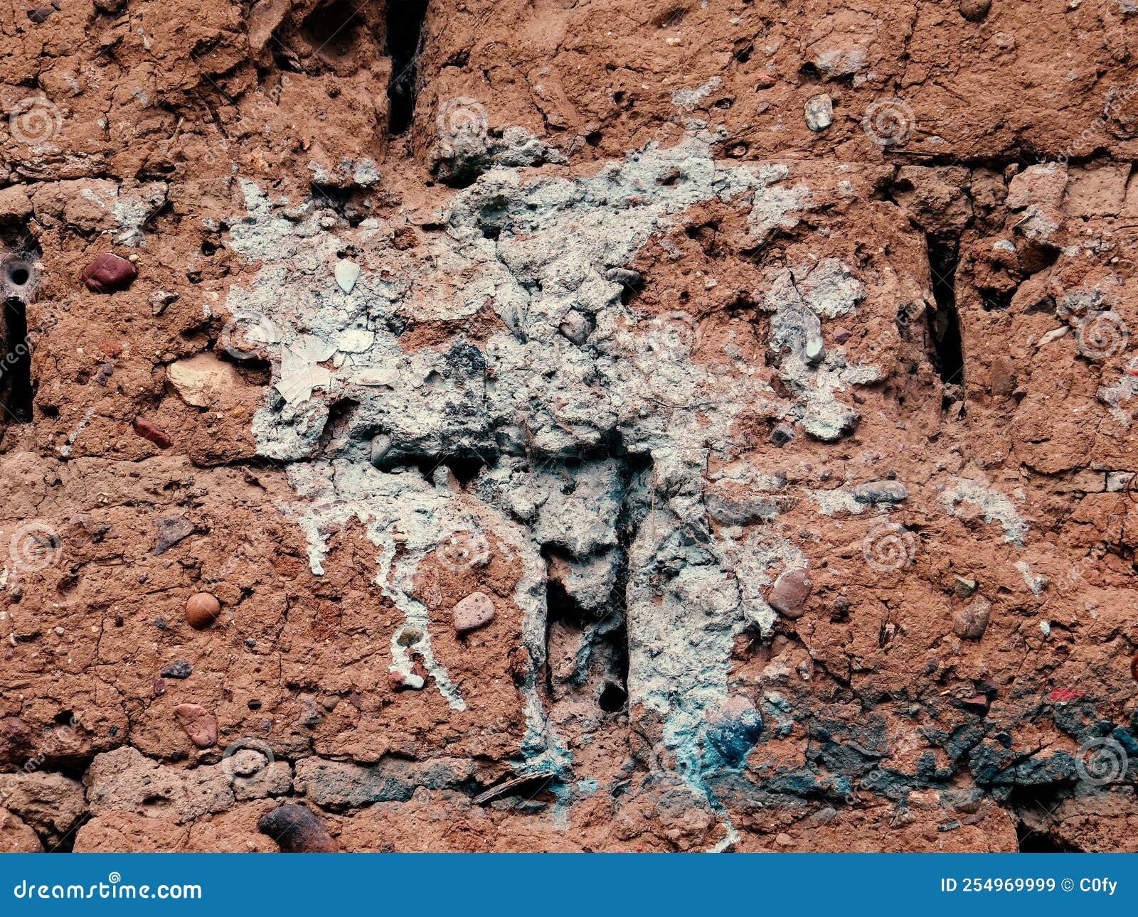 White Paint on Antique Adobe Clay Wall Surface Stock Image - Image of ...