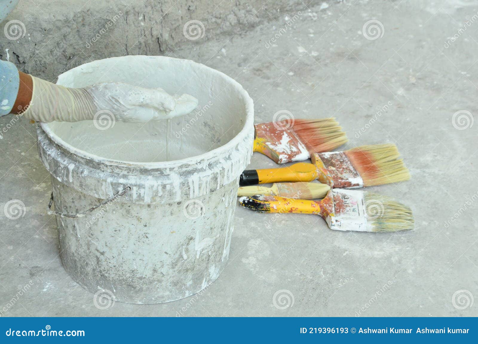 White Paint in the Balti and Three Brush Stock Image - Image of paint ...