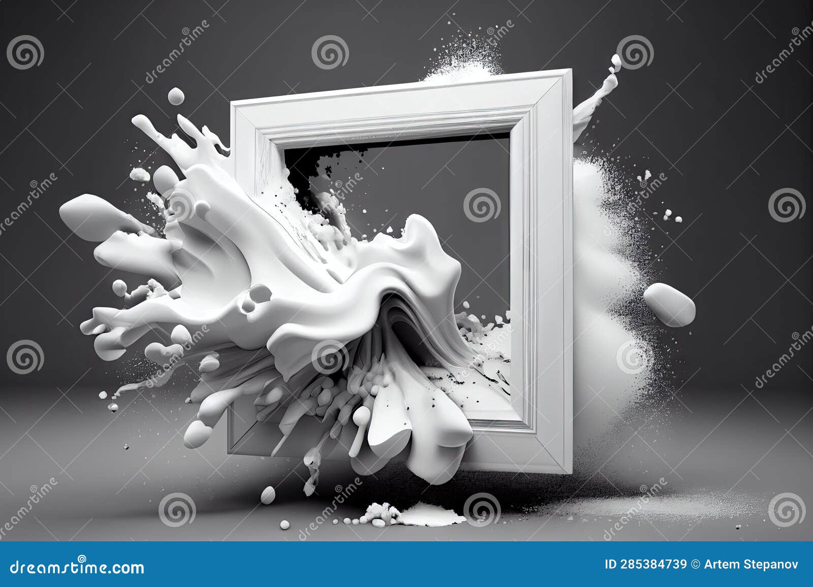 White Paint Explosion Frame, Snow Burst Border, Powder Spray Blast ...