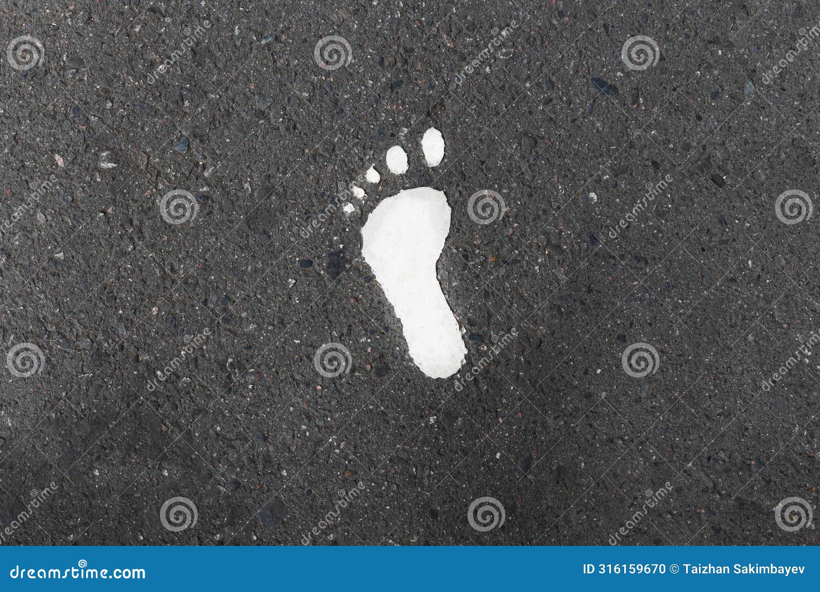 White Paint of Footsteps on the Asphalt Road Stock Photo - Image of ...