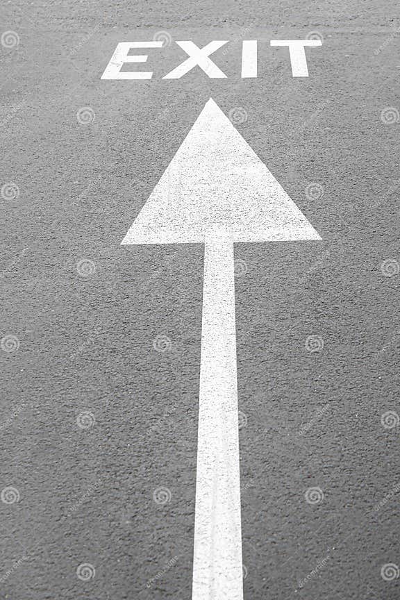 White Painted Arrow and Exit Marking on Road Outdoors Stock Photo ...