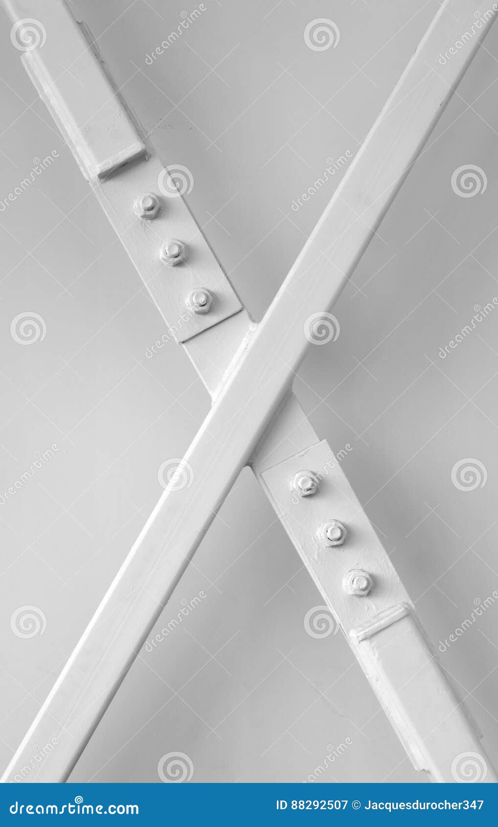 White Painted X Beam Strong Metal Structure Stock Image - Image of ...