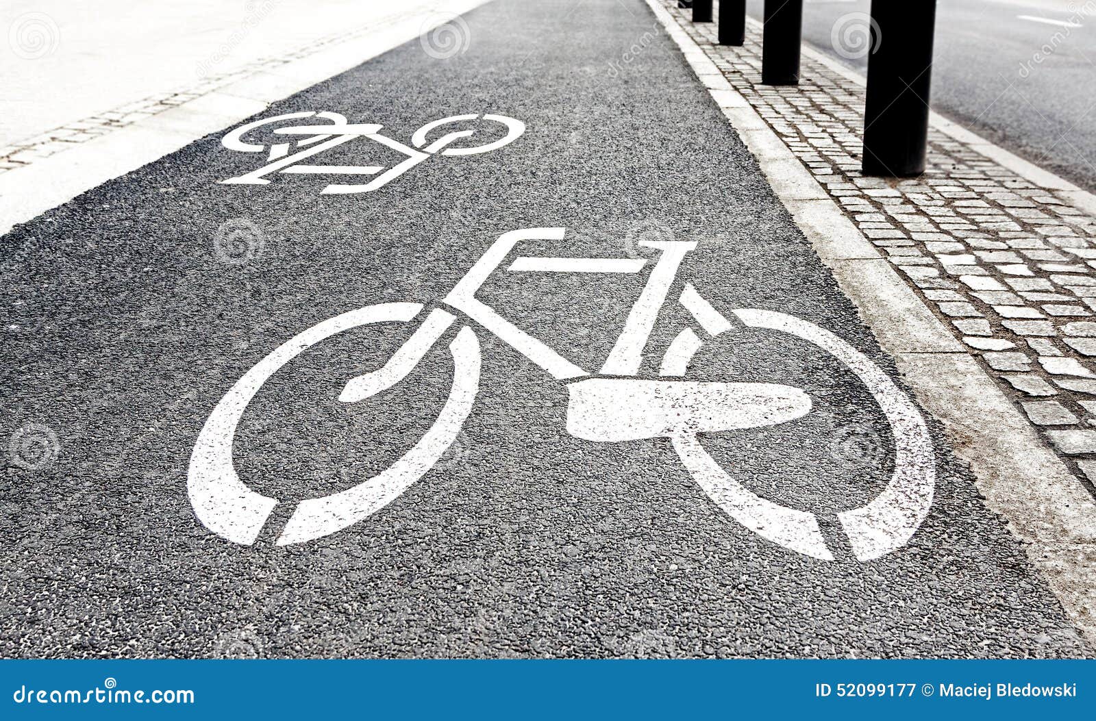 White Painted Bike Path Signs on Asphalt Stock Image - Image of ride ...