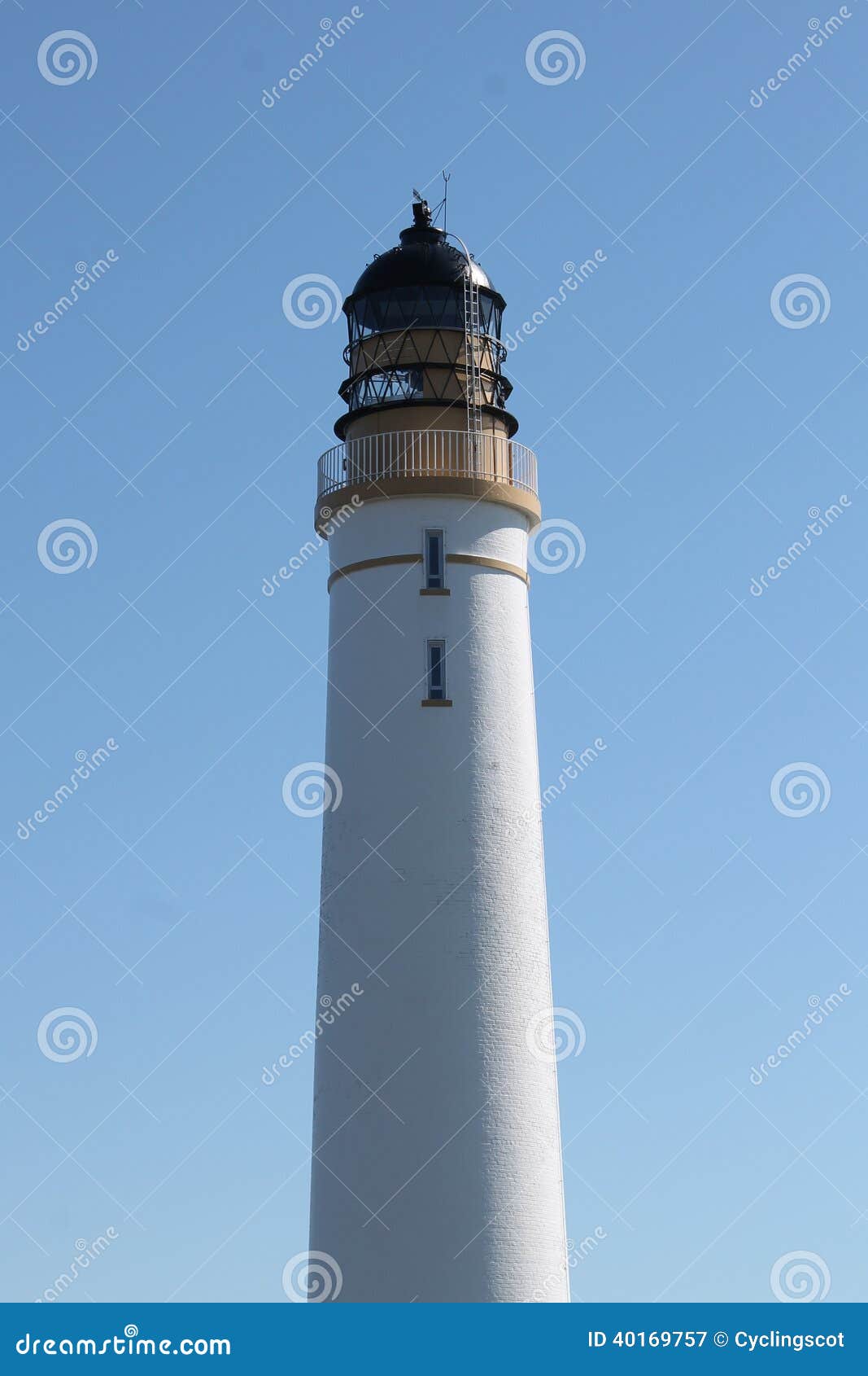 White-painted Brick Lighthouse Tower Stock Image - Image of window ...