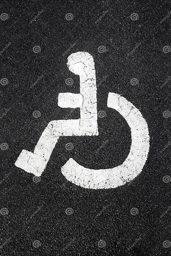 White Painted Disabled Sign. Stock Photo - Image of disability, white ...