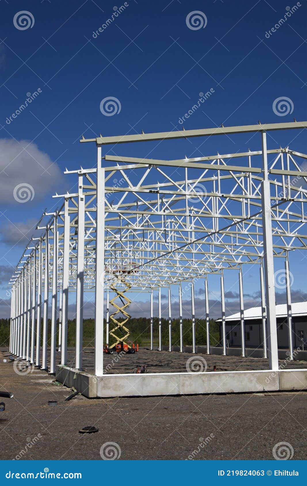 White Painted Steel Frame Construction Site Stock Image - Image of ...