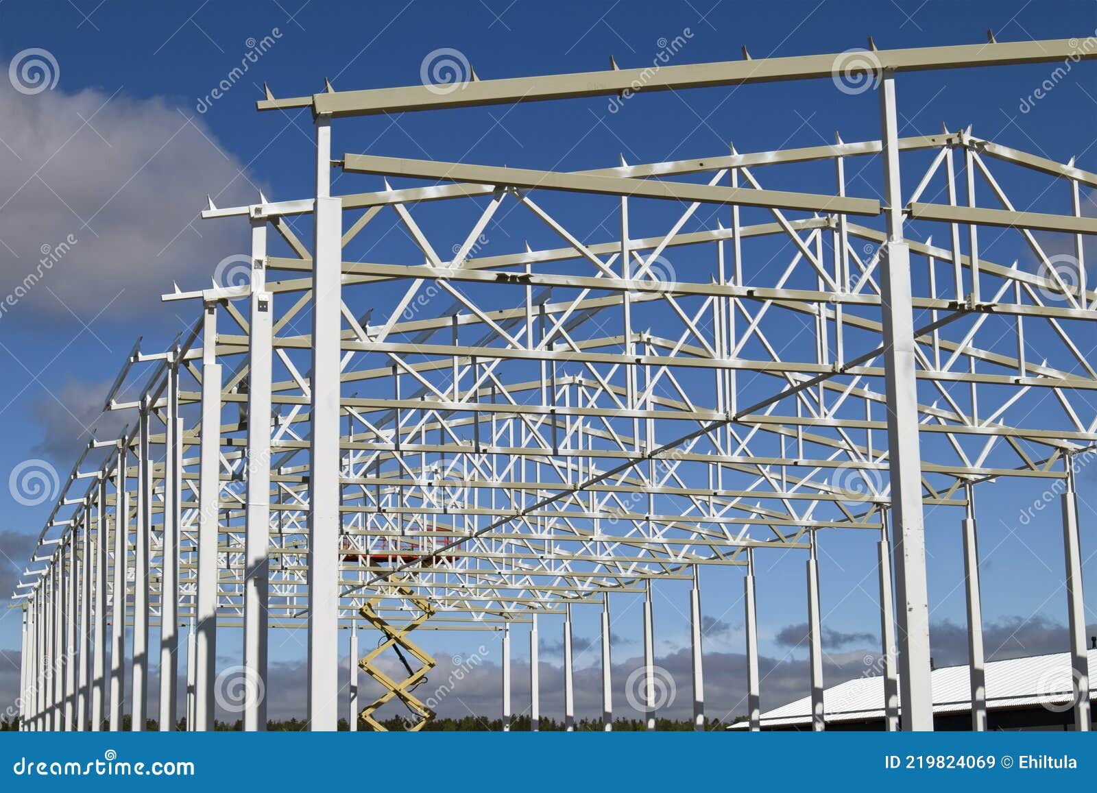 White Painted Steel Frame Construction Site Stock Image - Image of ...