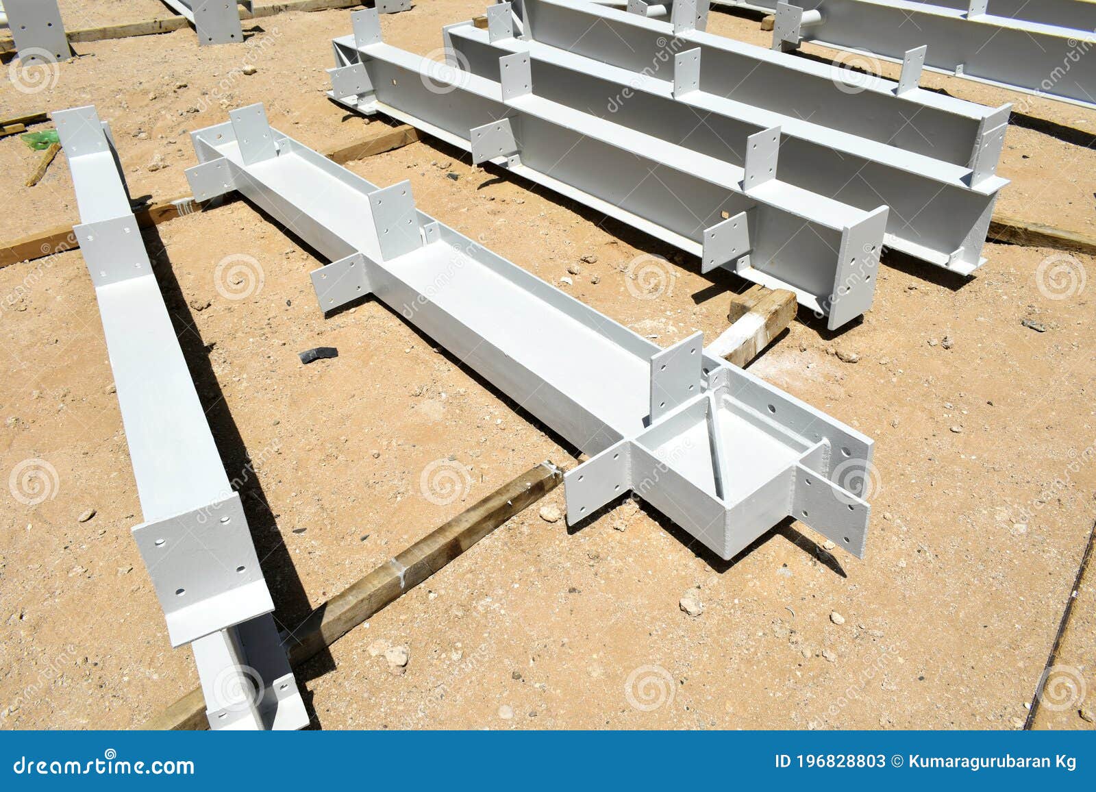 White Painted Steel Structures on the Desert Ground. Stock Image ...