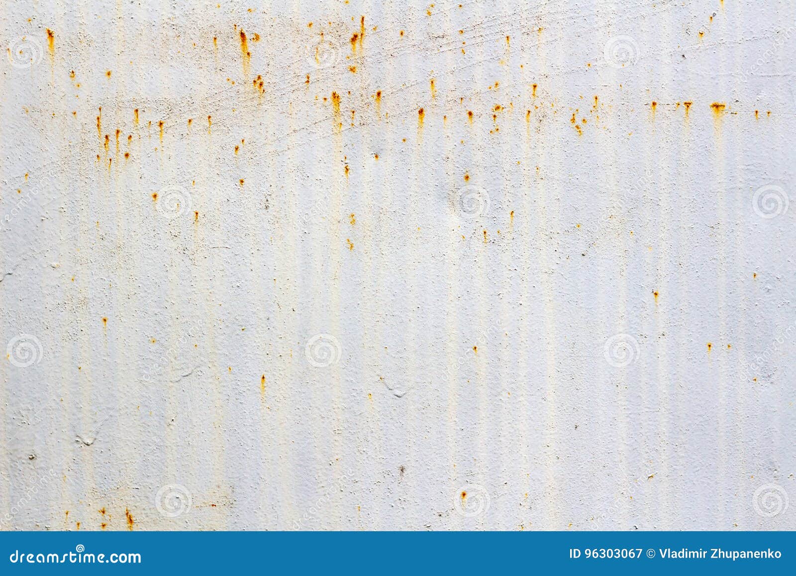 White Painted Surface of Metal Sheet with Traces of Corrosion. Abstract ...