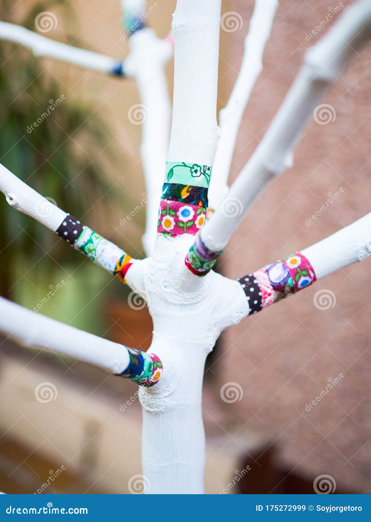 White Tree Decorated with Colorful Ribbons Stock Image - Image of ...