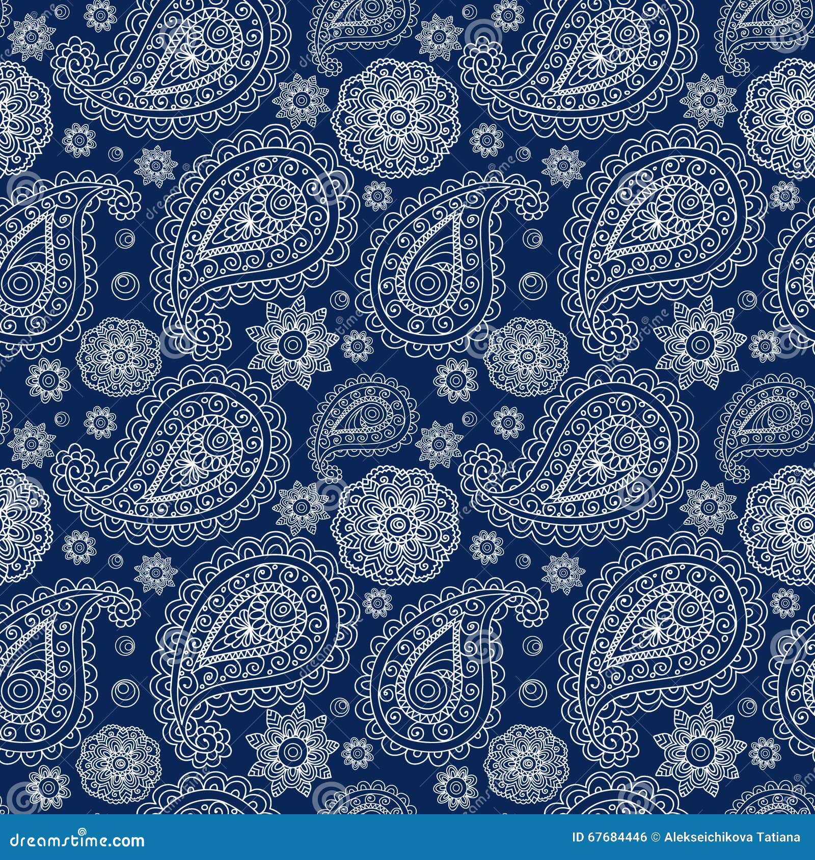 Dark Blue Paisley Background