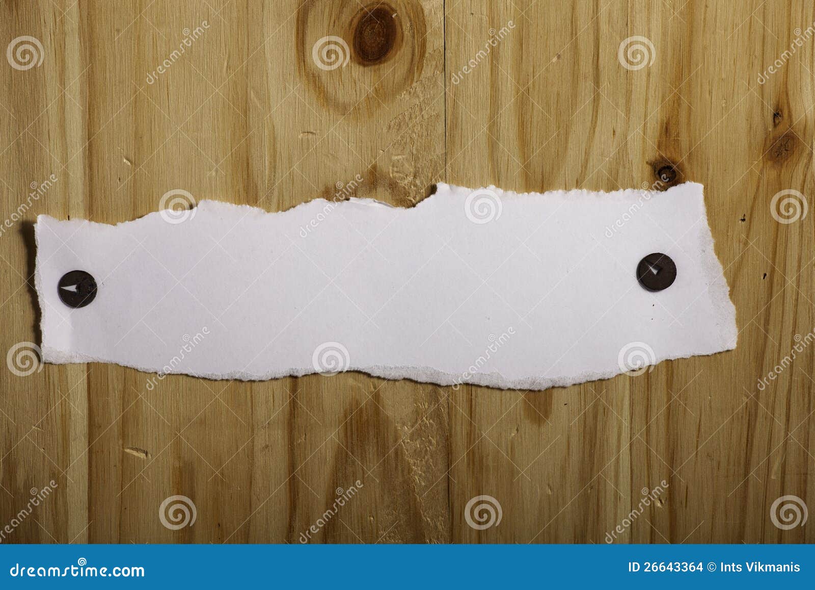 White Paper Attached by Rusty Push Pins Stock Photo - Image of note ...