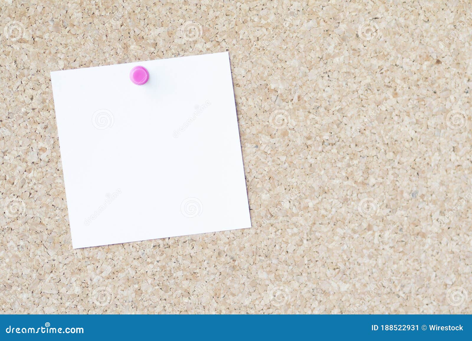 White Paper Attached To a Brown Board with a Pin Stock Image - Image of ...