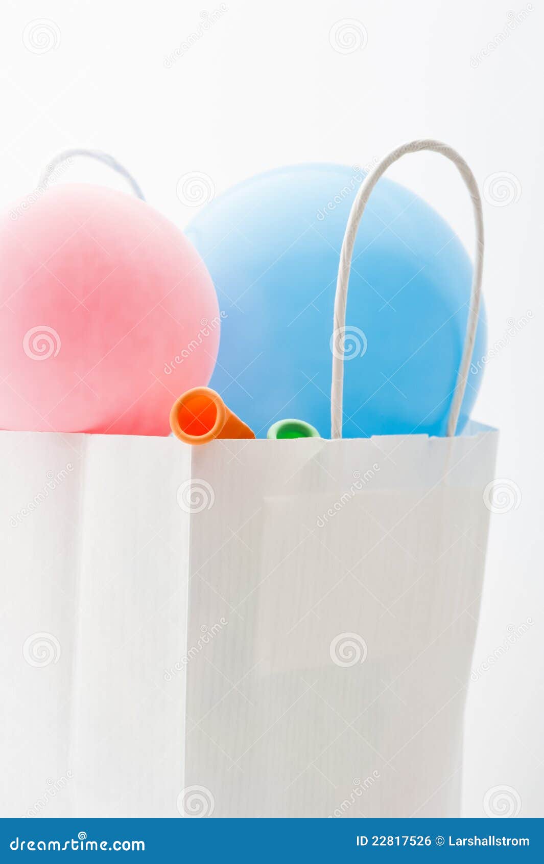 White Paper Bag with Balloons Stock Photo - Image of buying, buyers ...