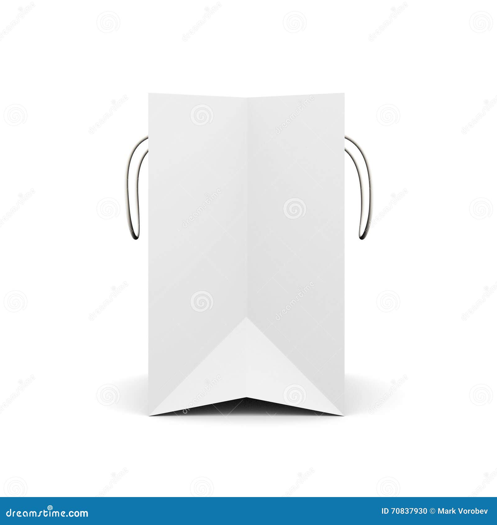 White Paper Bag with Handles Side View. 3d Render Image on White Stock ...
