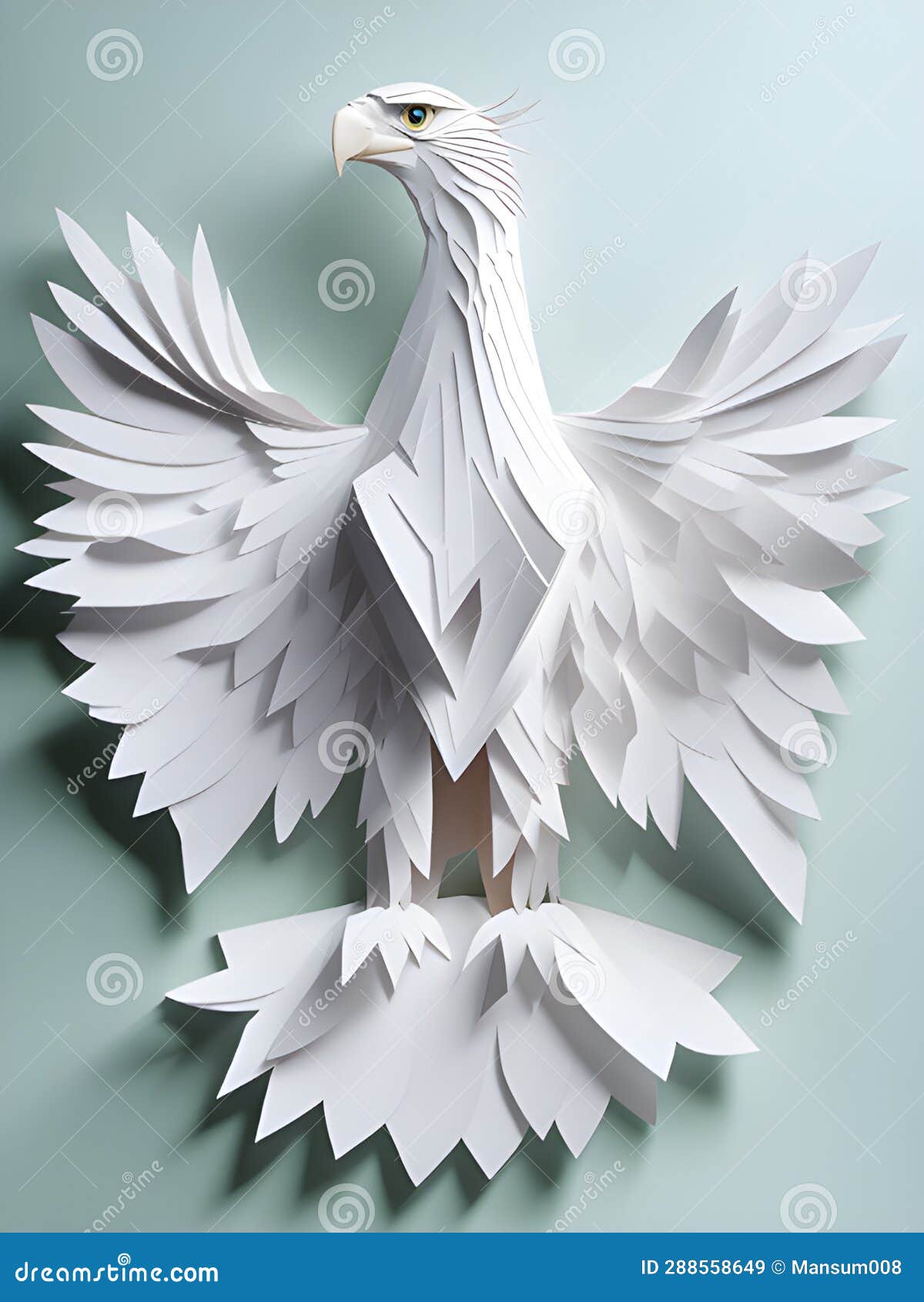 White Paper Bird with Feathers. Creative Idea Concept. 3d Rendering ...