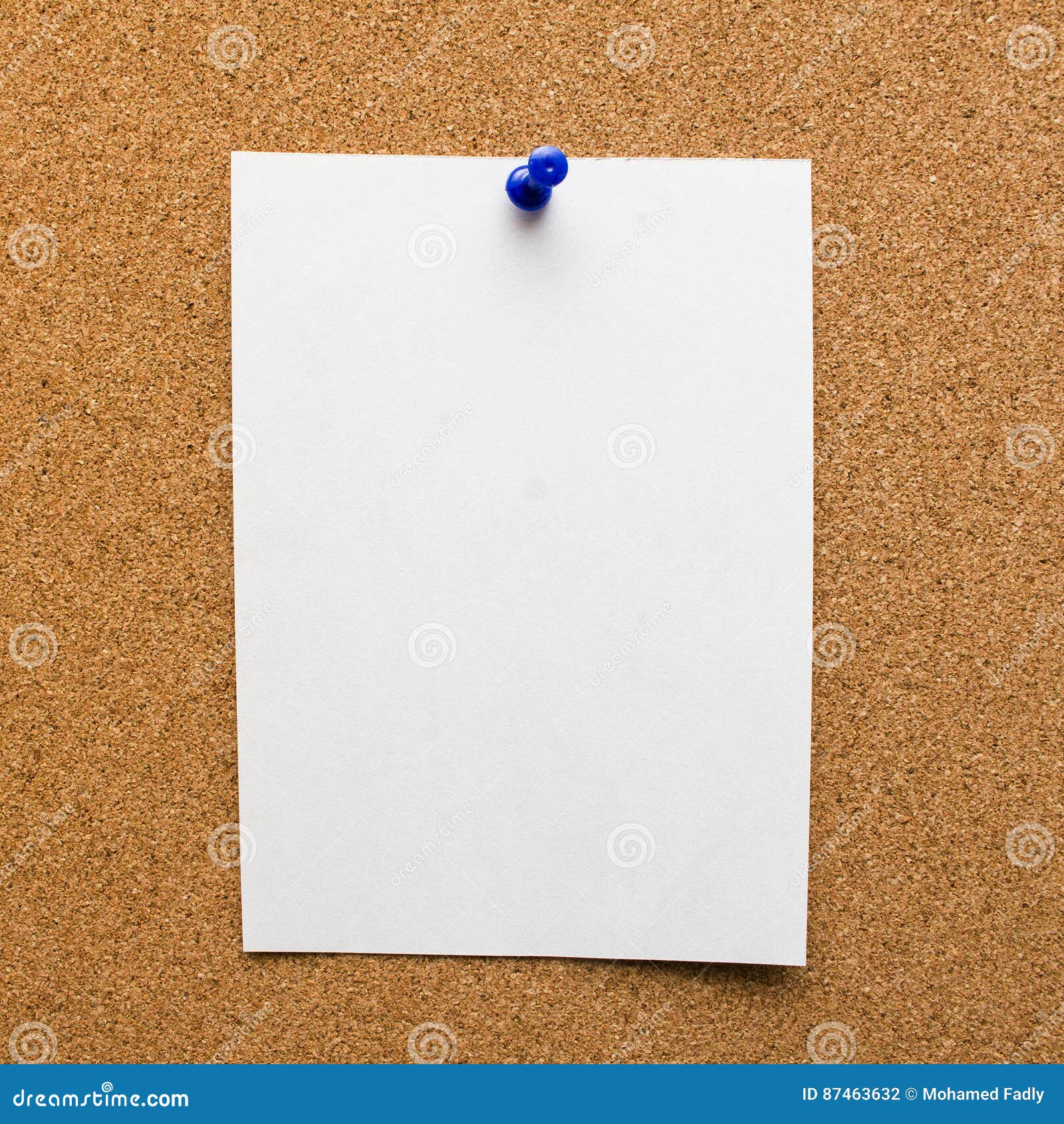 White Paper and Blue Push Pin on Wooden Board Stock Photo - Image of ...