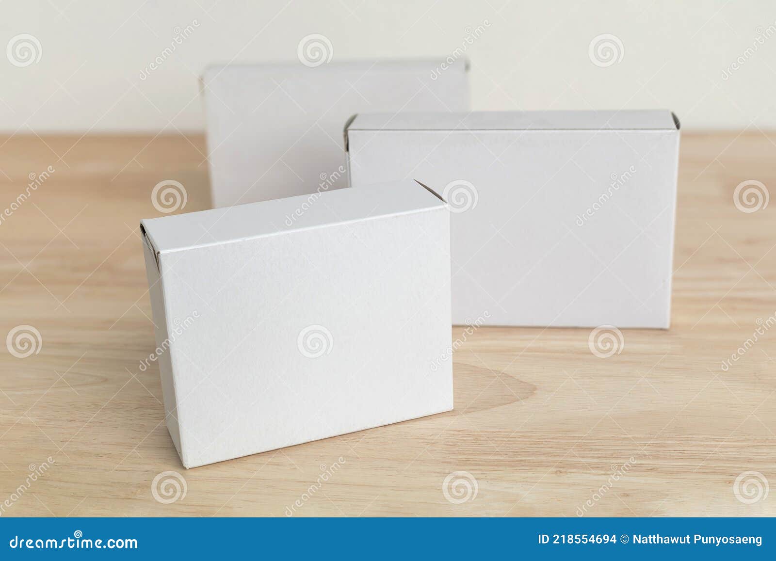White Paper Box on Wooden Table for Mockup Blank Template Stock Photo ...