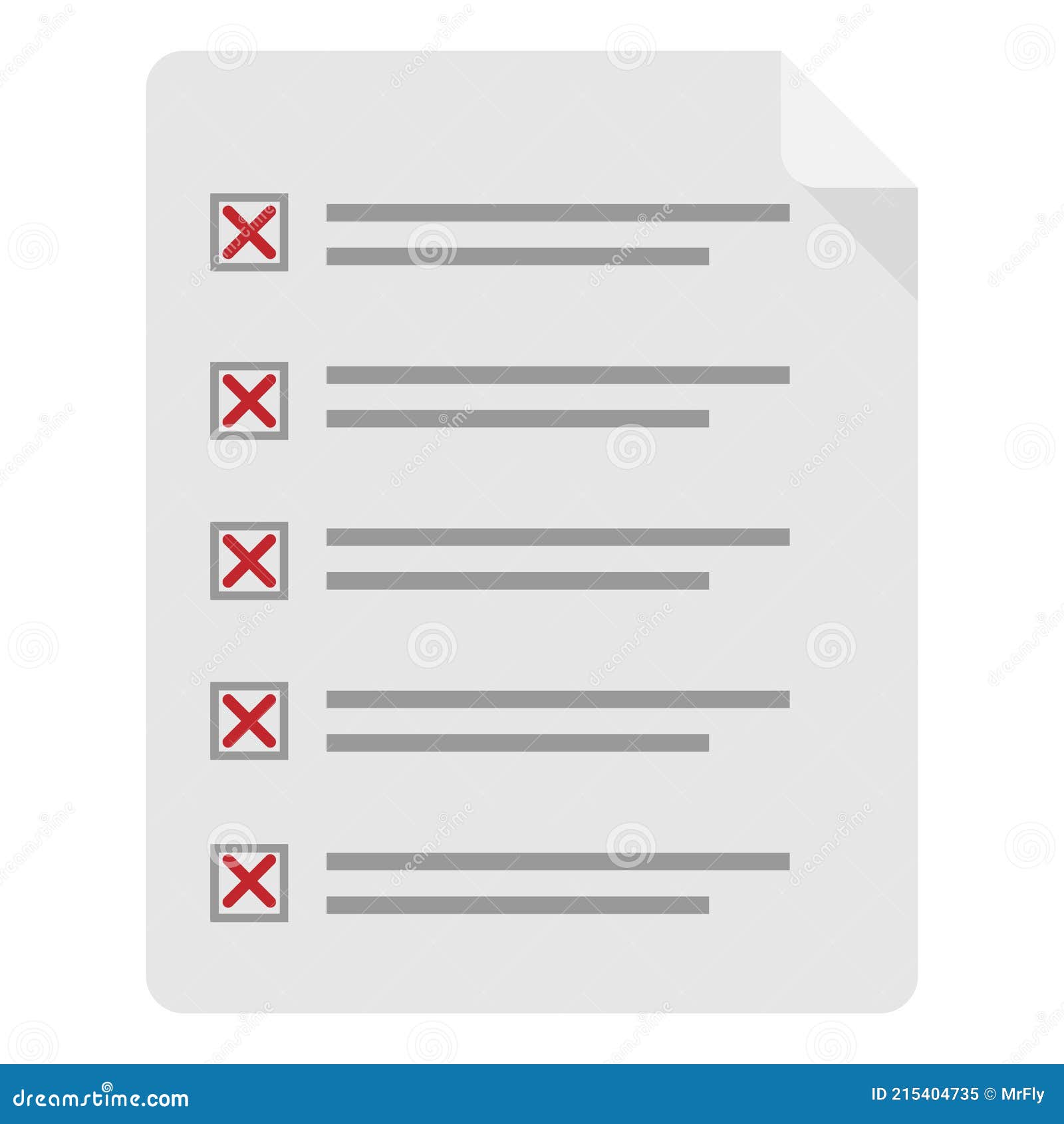White Paper with Red Check Boxes, Vector Illustration Stock Vector ...
