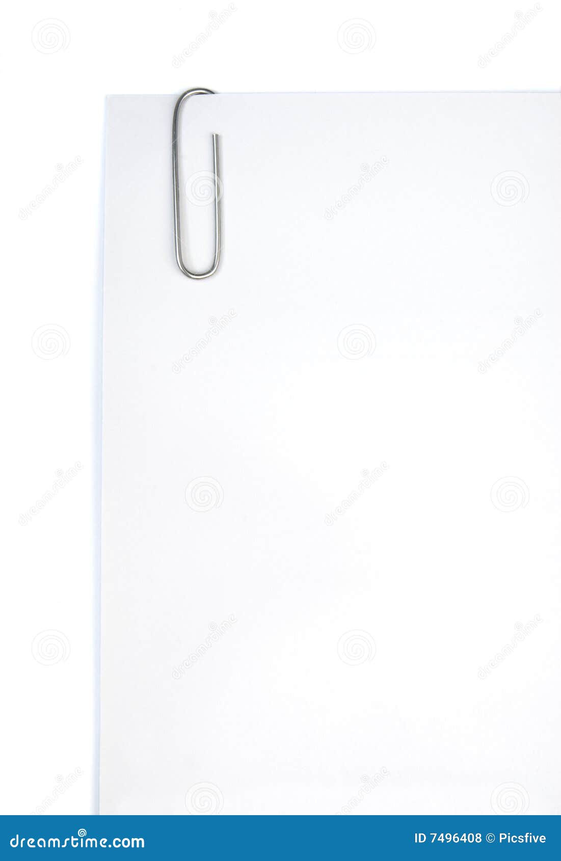 White paper and clip 1 stock photo. Image of fastener - 7496408