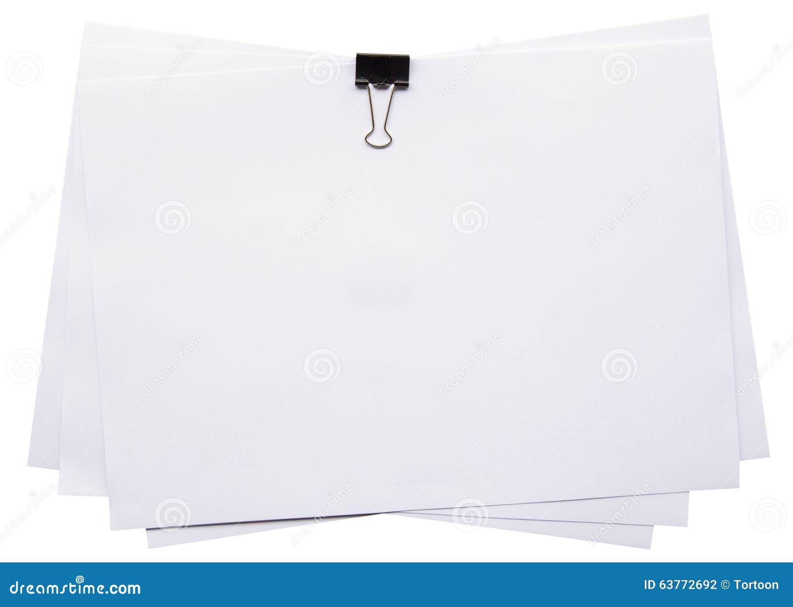 White Paper and Clip on Isolated White Stock Photo - Image of notebook ...