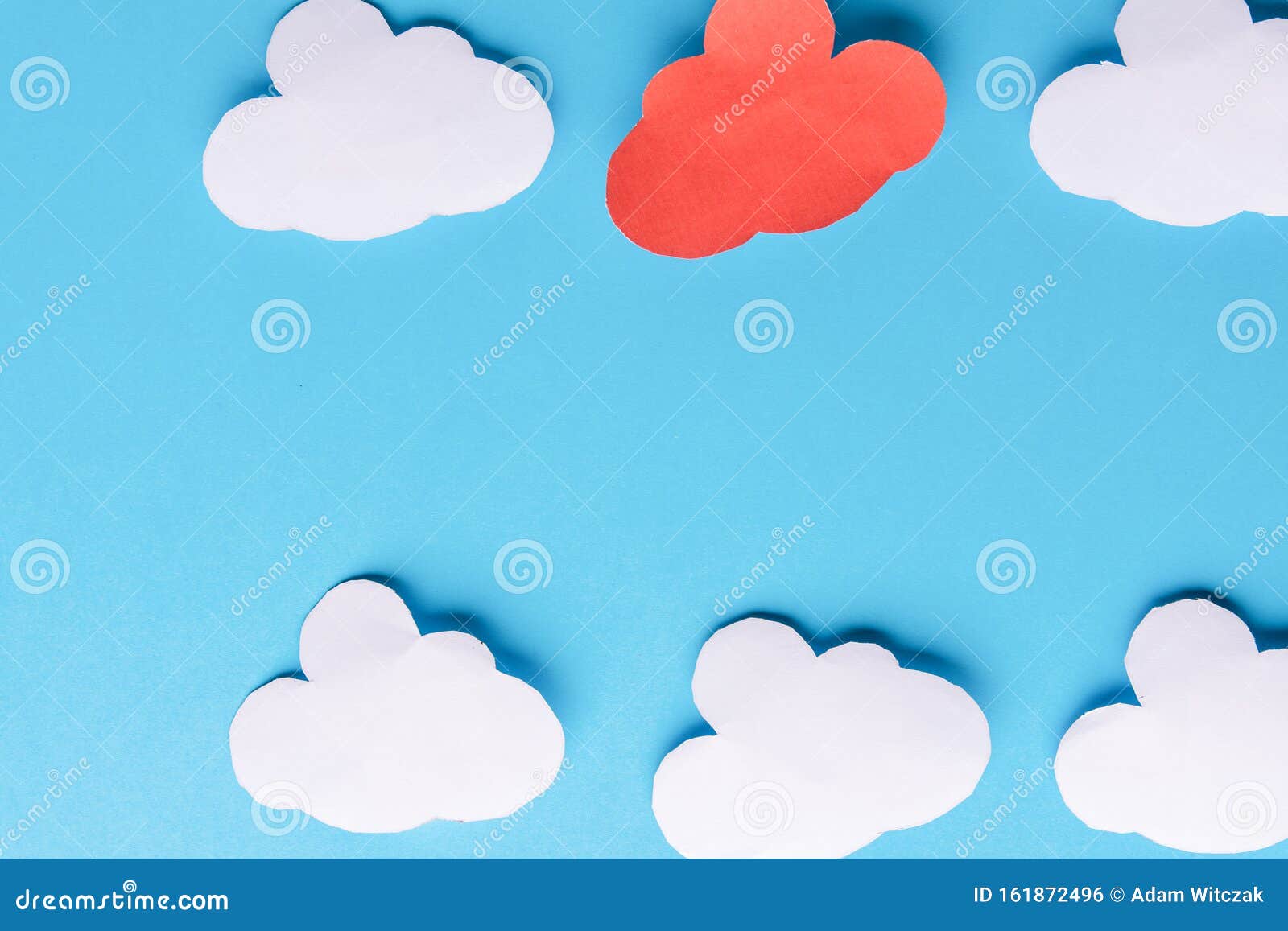 White Paper Clouds on Blue Background. Cloud Computing Concept. Copy ...