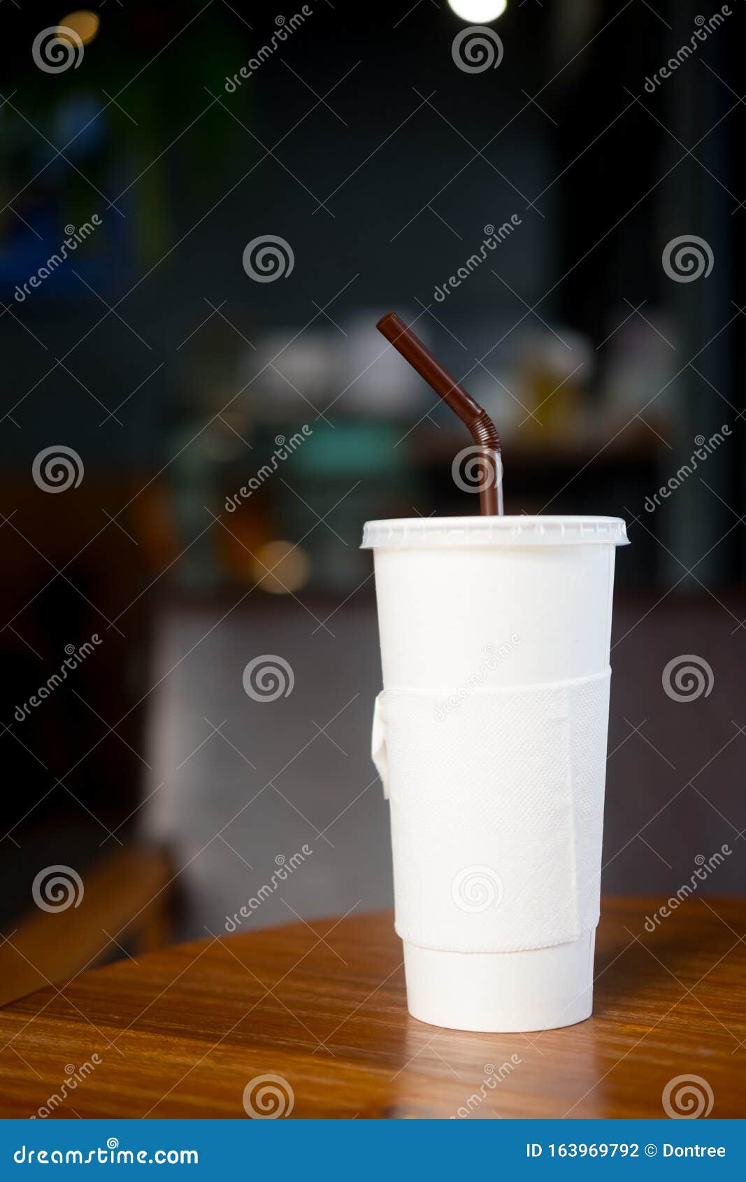 White Paper Cup with Drinking Straw Stock Photo - Image of cafe ...